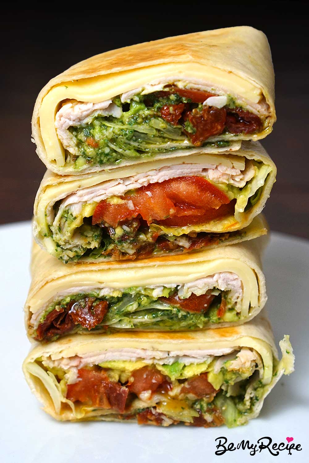 Turkey Wrap with Avocado, Pesto, and Sun-Dried Tomatoes